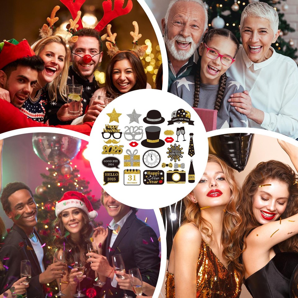 New Year Eve Photo Props Decorative New Year Photo Props 2025 25X New ...