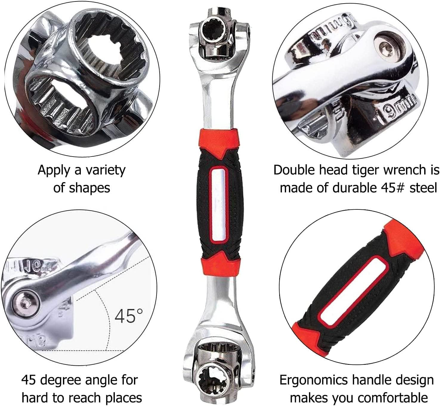 Universal Wrench 48 in 1 Socket Wrench Multifunction Wrench Tool with ...