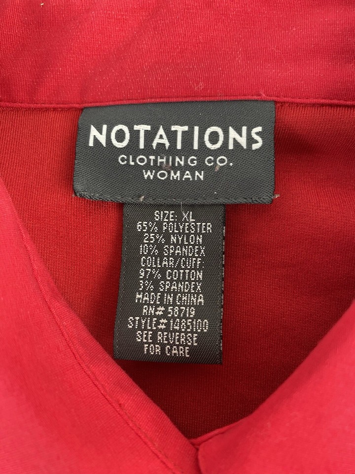 Notations clothing co. red long sleeve women's lined lace blouse, top ...