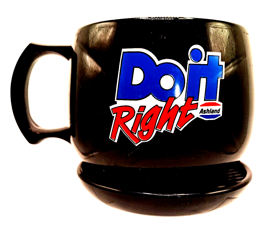 Ashland Oil Heavy Thick Plastic Mug with Lid Coaster Do It Right Safely ...