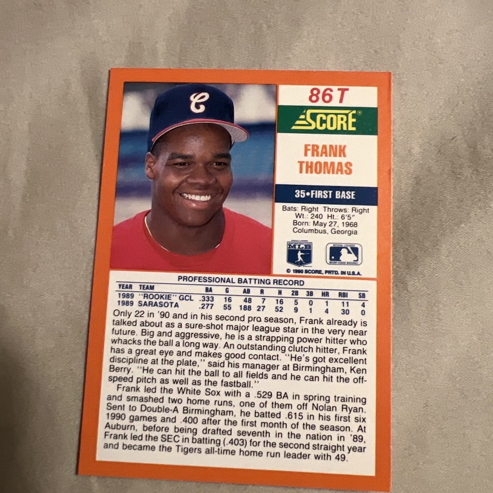 1990 Score Traded Frank Thomas Rookie Card # 86T VERY NICE MINT RARE ...