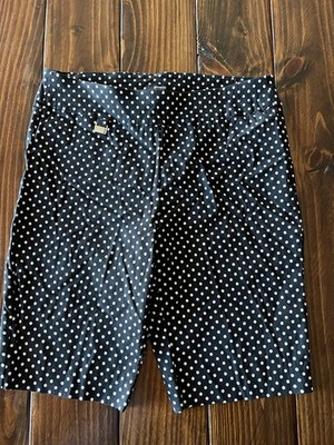 Premise Studio Black Polka Dot Bermuda Shorts Tummy Control Womens Sz L ...