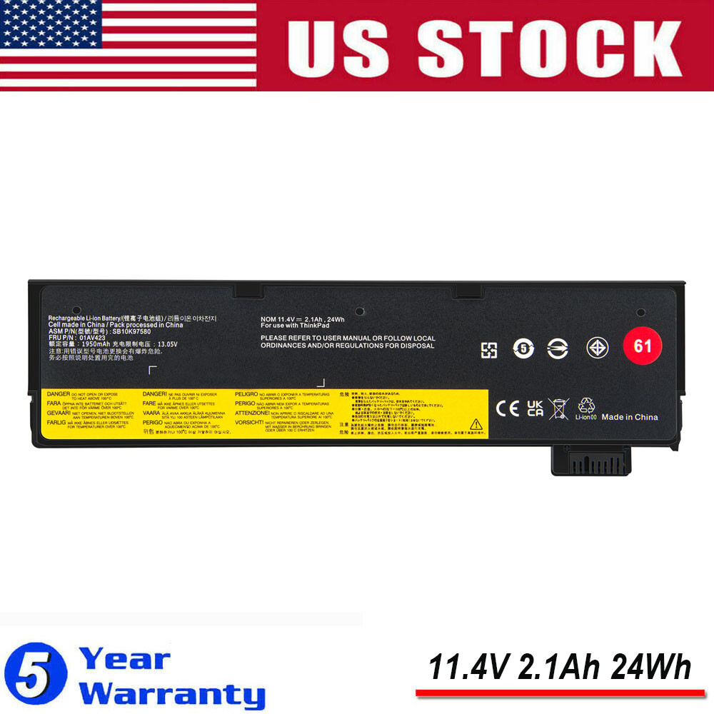 61 Battery for Lenovo ThinkPad T470 T480 T570 T580 P51s P52s 01AV492 ...