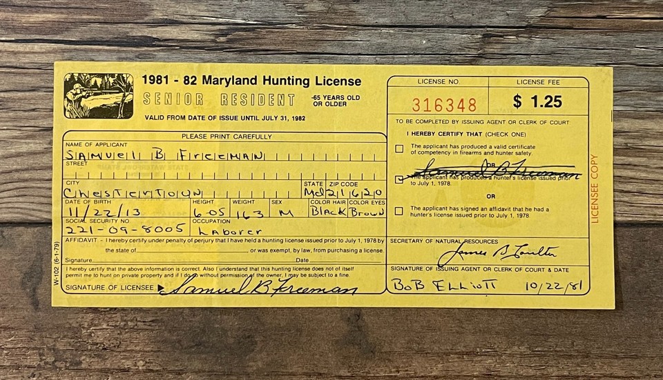 #RW48 1981 - Federal Duck Stamp ***MARYLAND*** Hunting Permit License ...