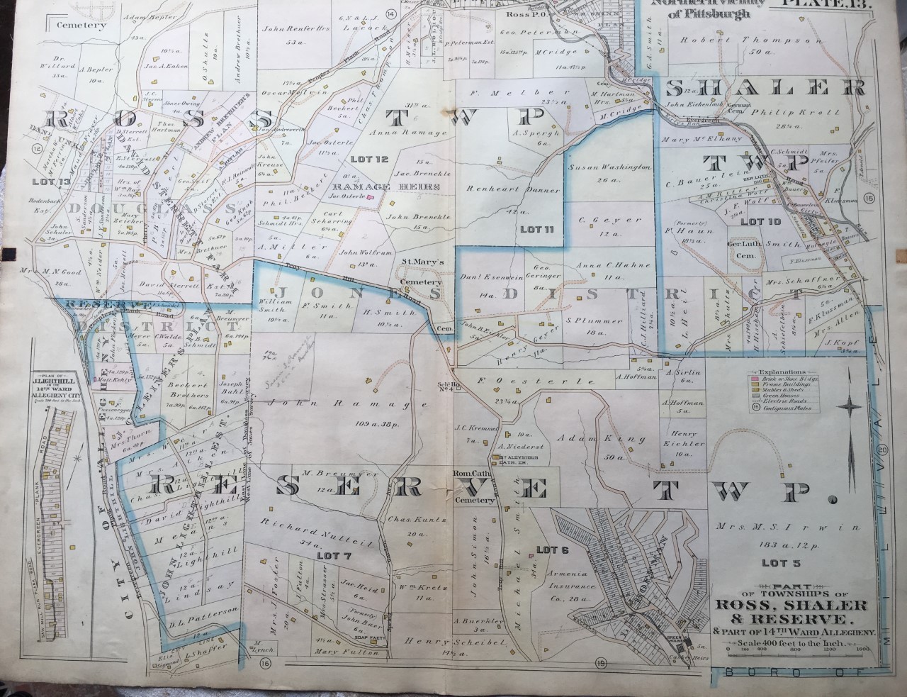 1906 NORTH PITTSBURGH ROSS SHALER & RESERVE TOWNSHIPS PENNSYLVANIA ...