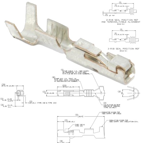 DELPHI Male & Female Terminals w/ 20 22 GA, GT 150, GT-150 Series (12 ...