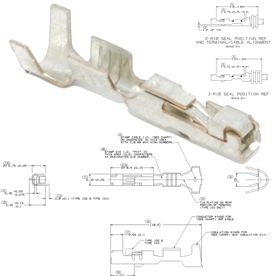 DELPHI Male & Female Terminals w/ 20 22 GA, GT 150, GT-150 Series (12 ...