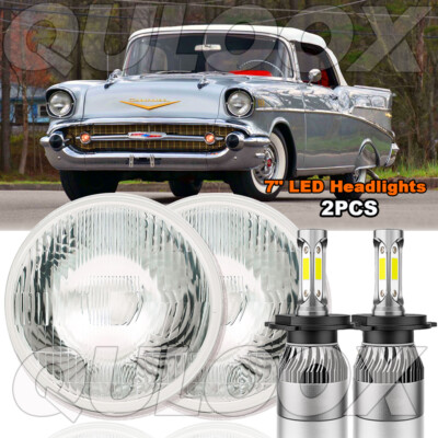 Pair 7 inch Round Led Headlights Lamp Housing for Chevy Bel Air 1955 ...