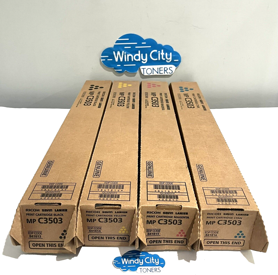 Ricoh 841813 841814 841815 841816 Toner Cartridge Full Set MP C3503 ...