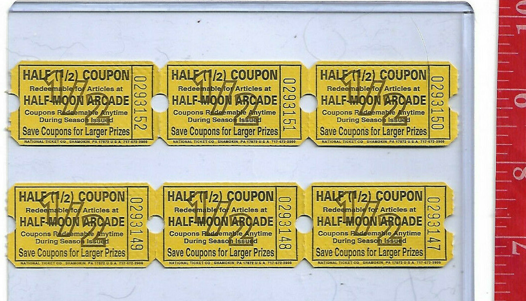 Vintage Lot 1/2 point ticket coupons Half moon arcade Weirs Beach New ...