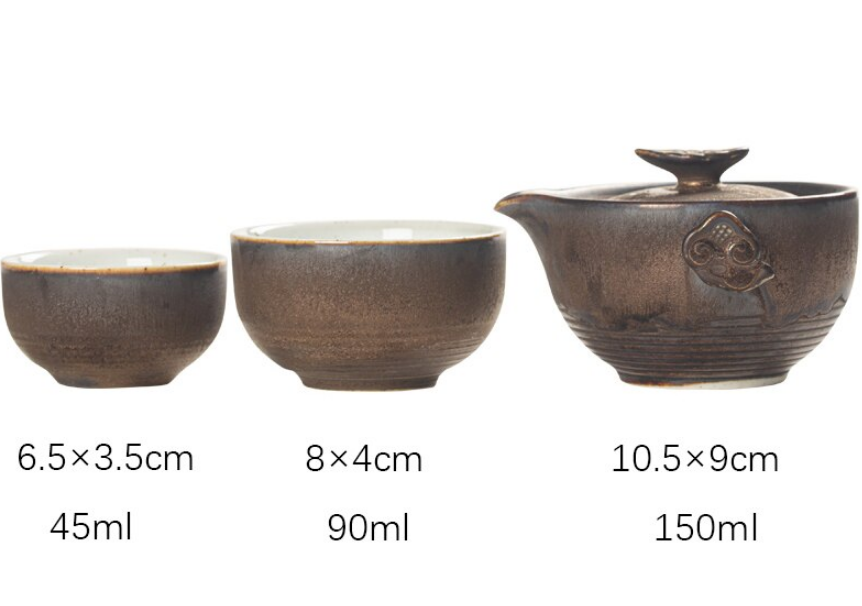 Small Bronze Portable Ceramic Tea Set Travel Teapot Tea Cup Loose Leaf ...
