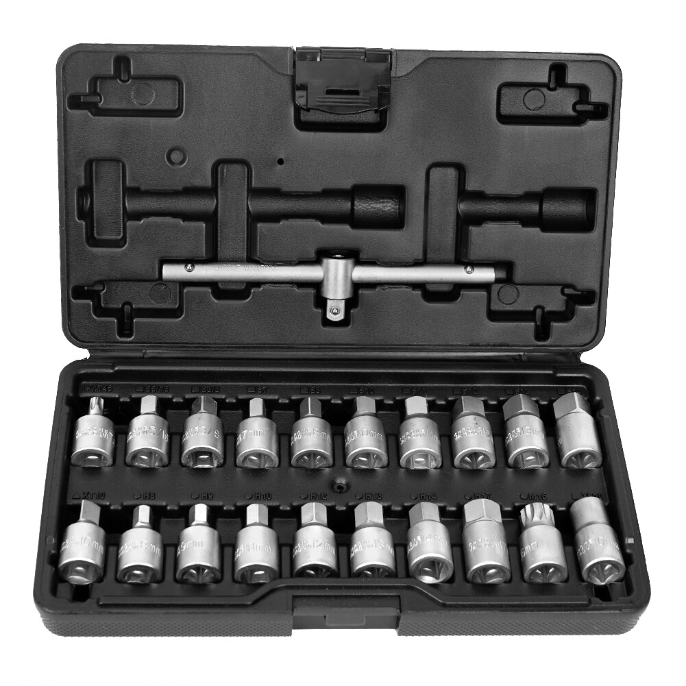 21pc Oil Drain Sump Plug Socket Key Tool Set Gearbox 3/8" Dr Wrench Kit ...
