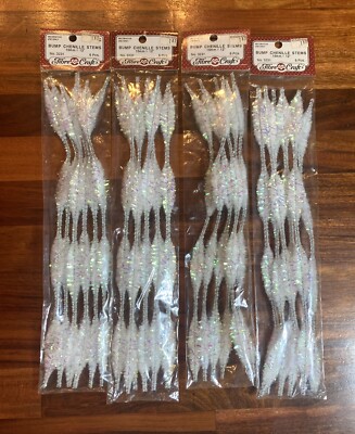 Lot of 4 Pk White Iridescent Sparkle Chenille Stems Pipe Cleaners 12" x ...