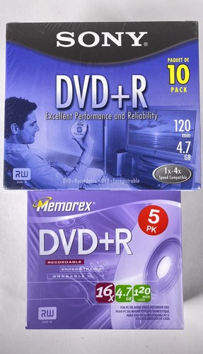 Sony DVD + R 10 Pack Rewriteable DVD Discs 4.7GB 120 Min New Sealed ...