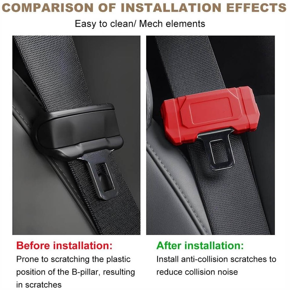 1PCS Red Anti-Scratch Silicon Seat Belt Buckle Protector Cover For Cars ...