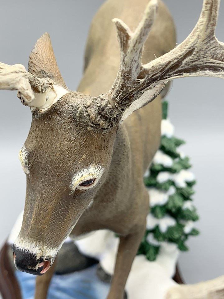 DAMAGED Danbury Mint Winter Escape Deer Leaping NO COA/STYROFOAM READ ...