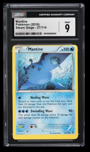 2016 Pokemon Steam Siege Mantine CGC 9 English #27/114 Misalignment ...