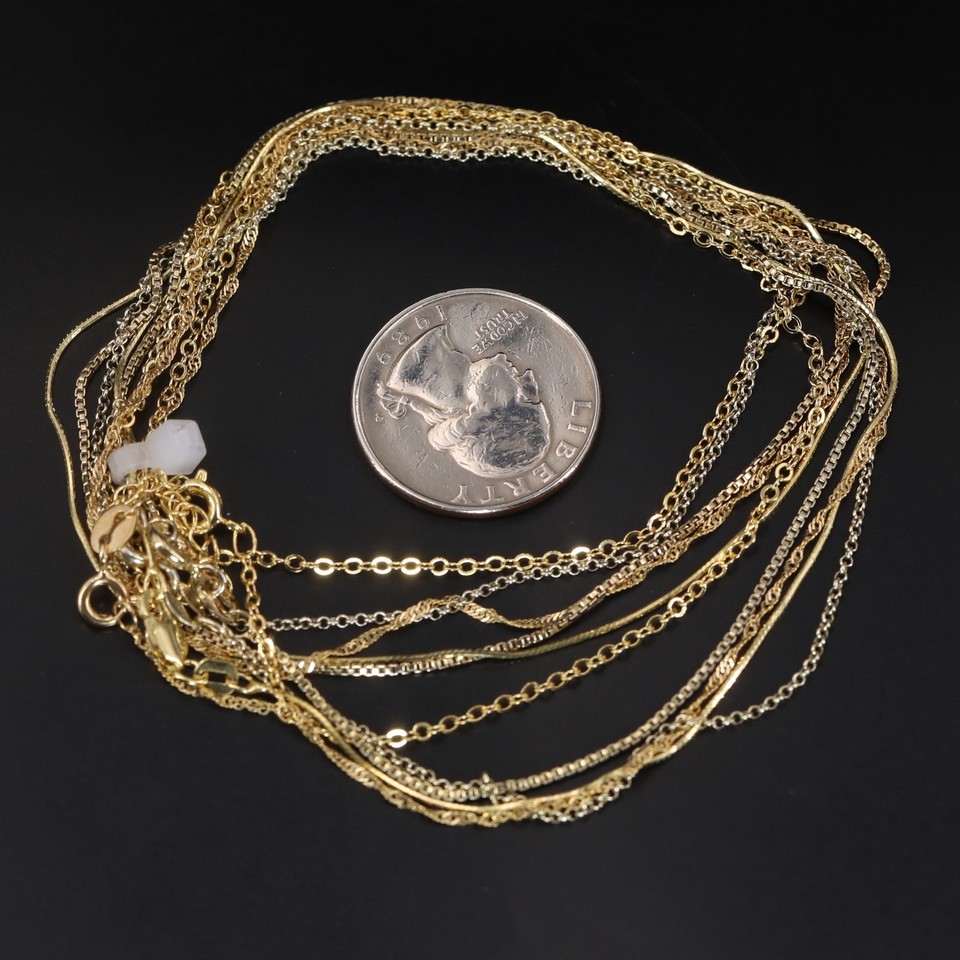 Sterling Silver Lot of 5 Assorted Cable Rolo Box Snake Chain Gold ...