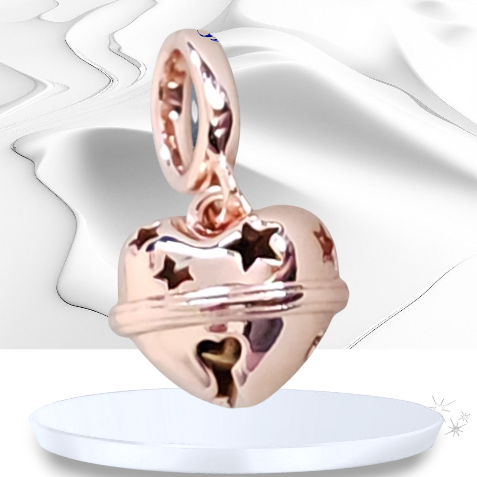 PANDORA Rose Gold Festive Heart Bell Dangle Charm 782376C00 US SELLER