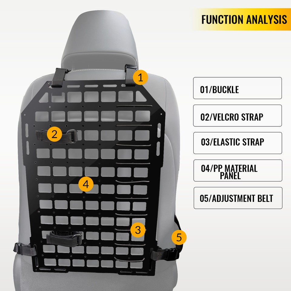 Tactical Rigid Panel Vehicle Seat Back Rack Storage Organizer For MOLLE ...