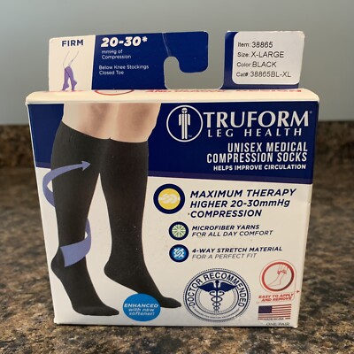 TruForm Medical Compression Stockings Size XL Black Firm Compression ...