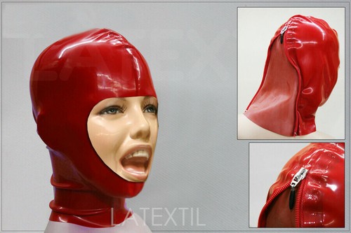 Latex Rubber Hood Red Cosplay handmade Headgear Masquerade Hood 0.4mm ...