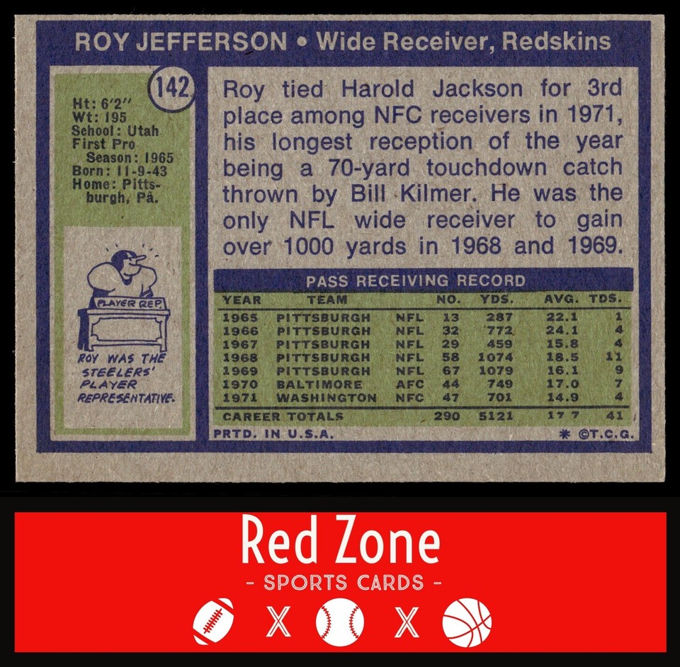 1972 Topps - #142 Roy Jefferson NM | eBay