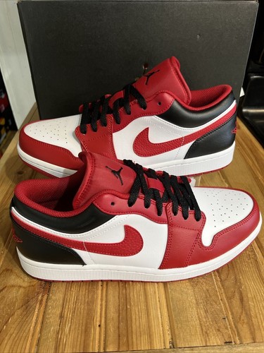 Size 10 - Nike Air Jordan 1 Low Reverse Chicago Black Toe White Gym Red ...