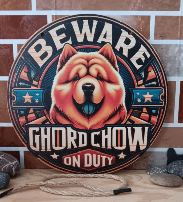 Art Deco Style Chow Chow on Duty Sign Decorative Round Manufactured ...