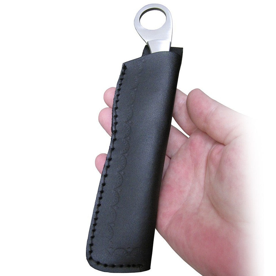 Horn Handle Razor Fixed Blade Knife w/ Karambit Finger Hole and Leather ...