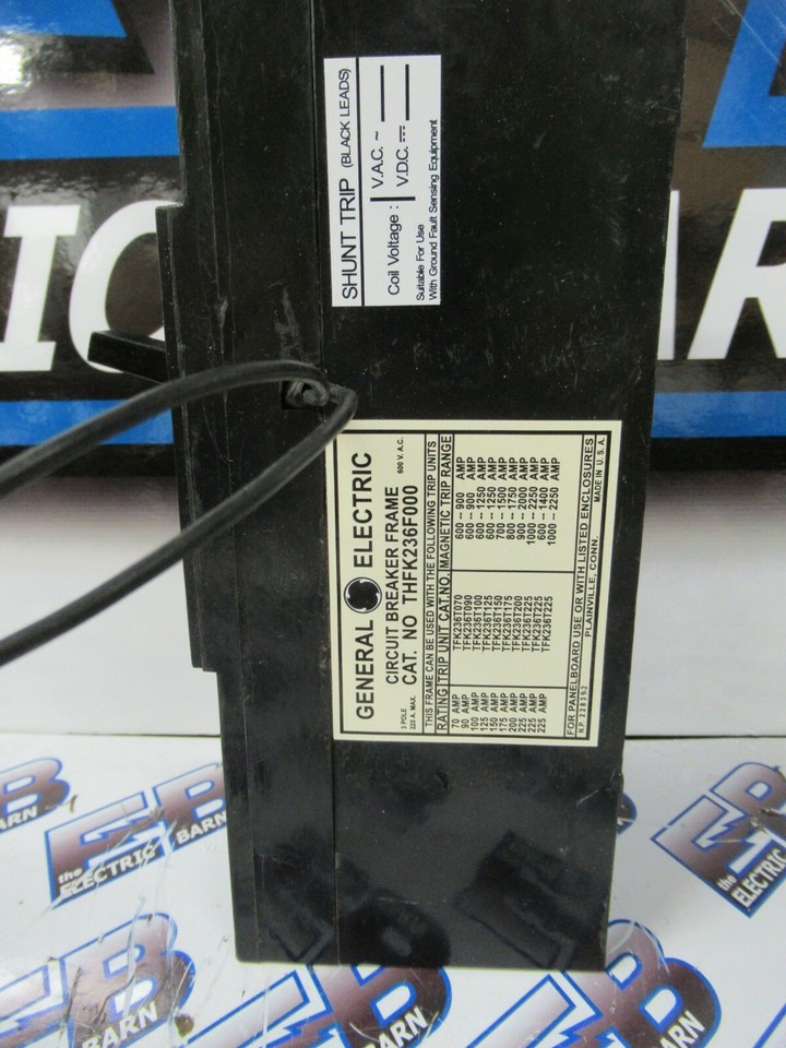 GE THFK236F000 (THFK236125) 125A Trip 600 V 3P + SHUNT NO RED TRIP ...