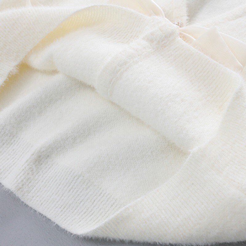 Lady Faux Fur Cardigan Preppy Fluffy Furry Bowknot Button Soft Sweet ...