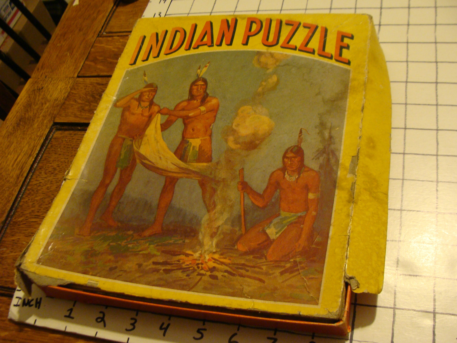 INDIAN PUZZLE, 5 in worn box, art by Arnold Lorne Hicks, very nice for ...