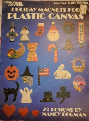 VTG Leisure Arts HOLIDAY MAGNETS for Plastic Canvas by Nancy Dorman ...