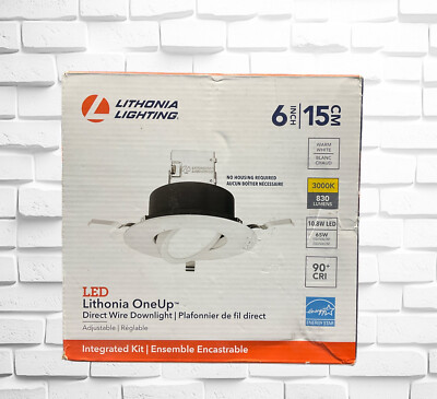 PACK 2 Lithonia Lighting 6 Inch LED OneUp Downlight White Recessed ...