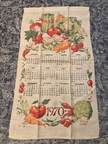Vintage 1970 Hanging Cloth Wall Calendar Vegetable Garden Theme Farming ...