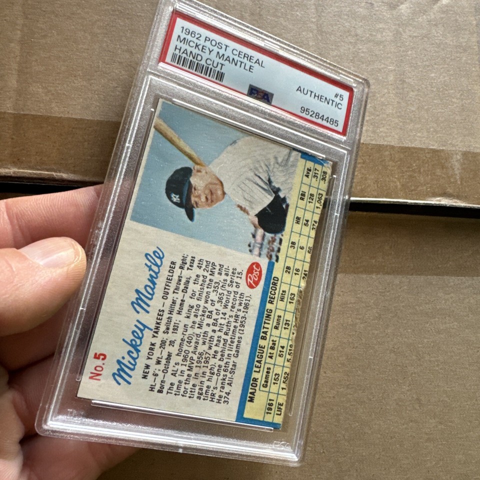 Mickey Mantle Vintage Baseball Card PSA Authentic Hand Cut 1962 Post ...