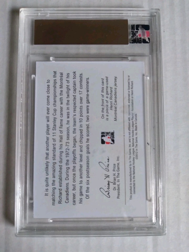 2012 ITG Henri Richard Patch /10 History Of Hockey Gold Montreal ...