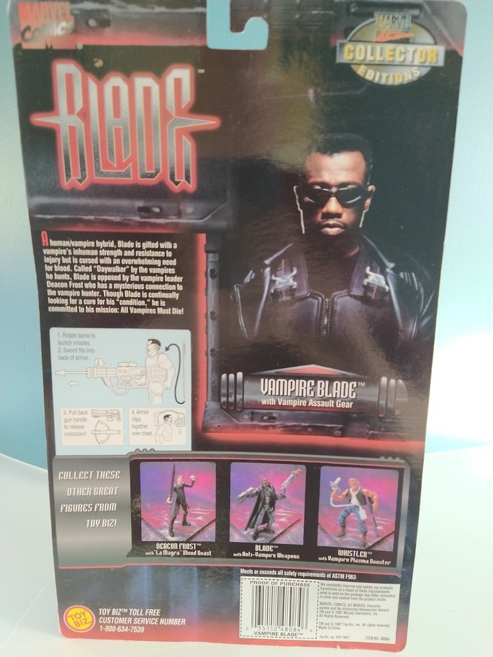 Toybiz Blade Movie Vampire Assault Gear Blade 5" Action Figure Marvel ...