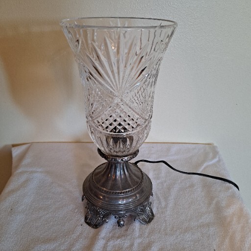 Vintage Godinger Silver Art Co Table Lamp w/Shannon Irish Crystal Cut ...