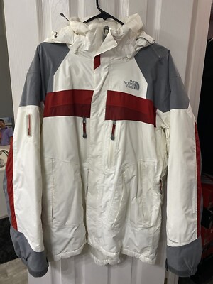 The North Face Coat White Red Grey Jacket Men’s Large Used Recco | eBay