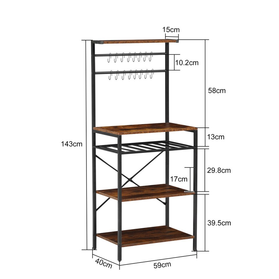 Kitchen Baker’s Rack Industrial Utility Storage Rack w/Shelf Microwave ...