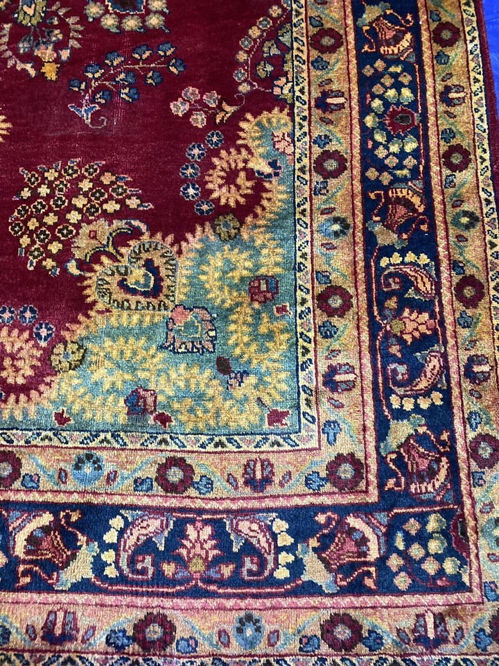 Vintage Signed Tabreez Rug 6 X 10 Good Pile & Strong Glossy Wool Red ...