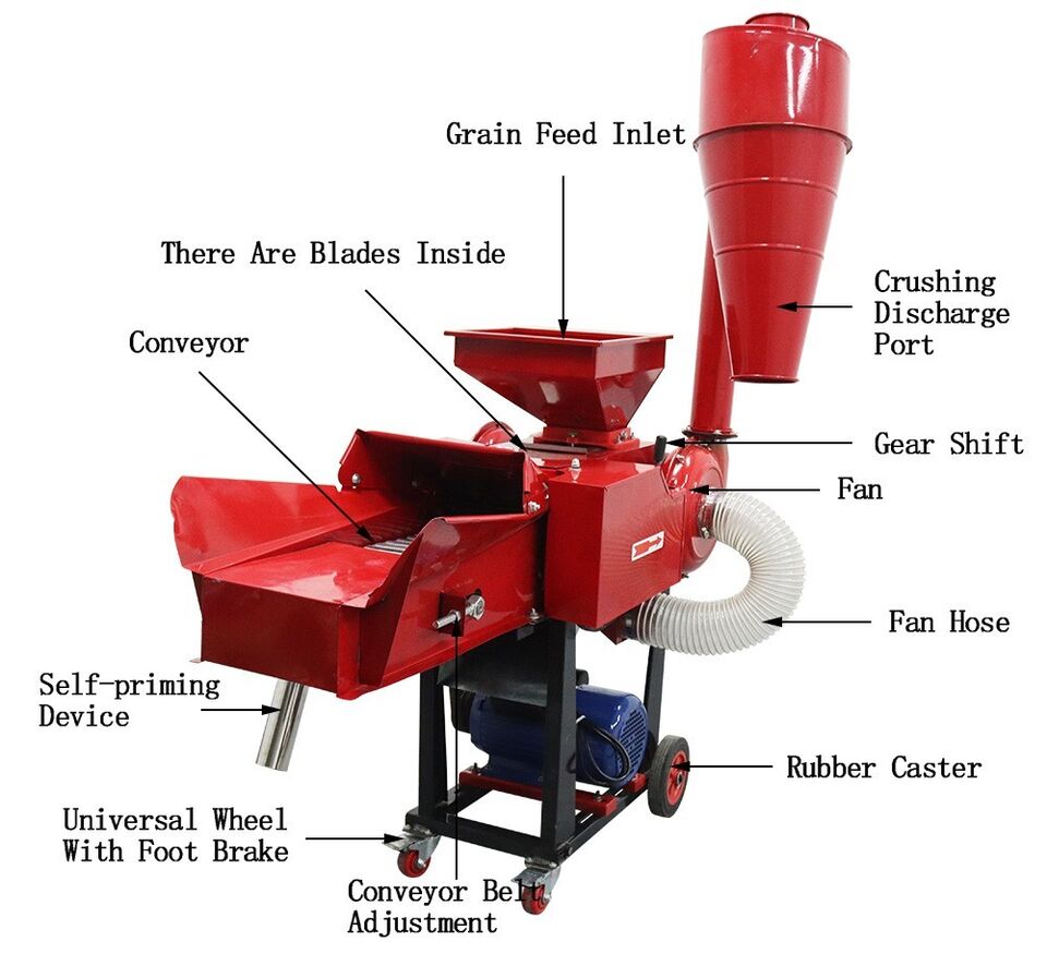 220V Hay Cutter Corn Sugarcane Crusher w/ Self-priming Hose Straw ...