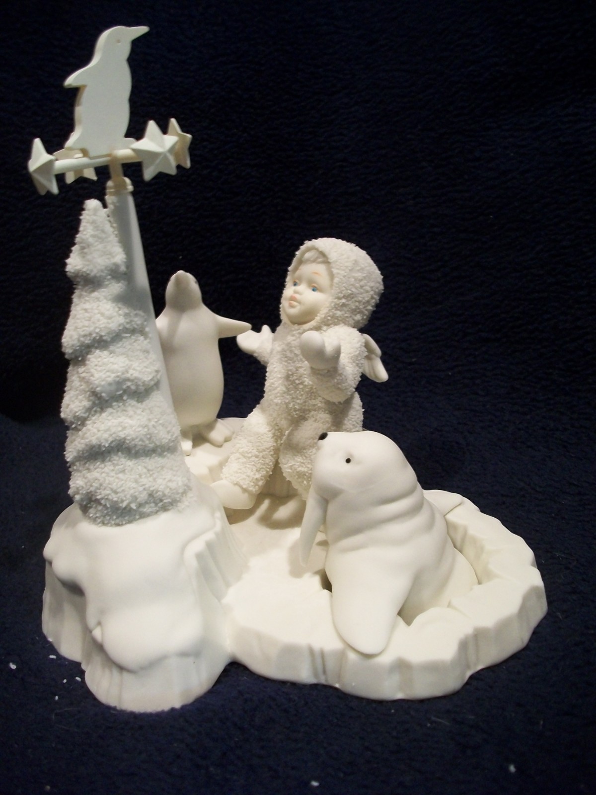 Dept 56 Snowbabies "WILL IT SNOW TODAY" angel walrus seal weather vane ...