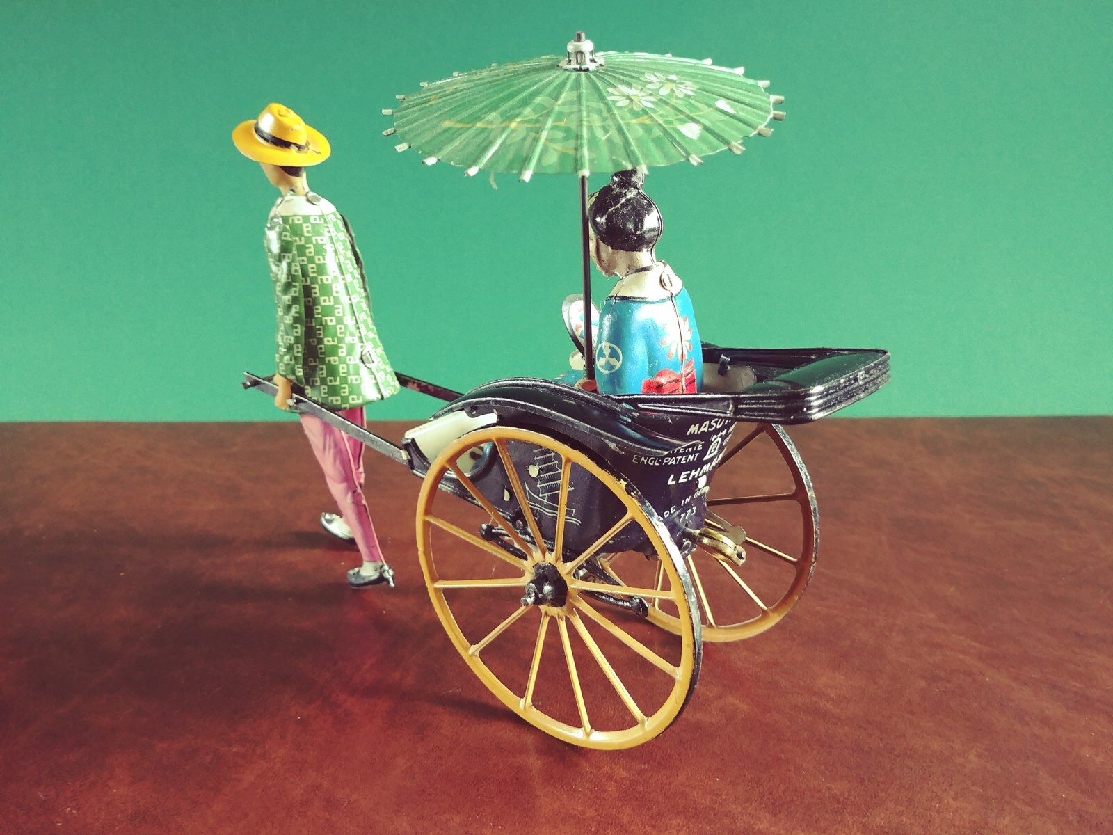 Rare 1920's Lehmann EPL 773 Masuyama Tin Wind-up Rickshaw Tinplate w ...