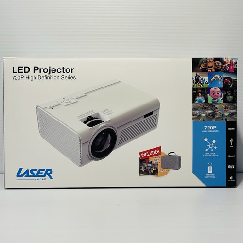 Laser 720P LED Projector with Screen and Carry Case Home & Outdoor ...