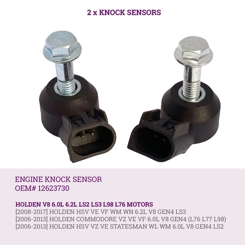 2 X Knock Sensor Holden COMMODORE VF VE VZ 6.0L 6.2L LS2 LS3 L98 L76 WL ...