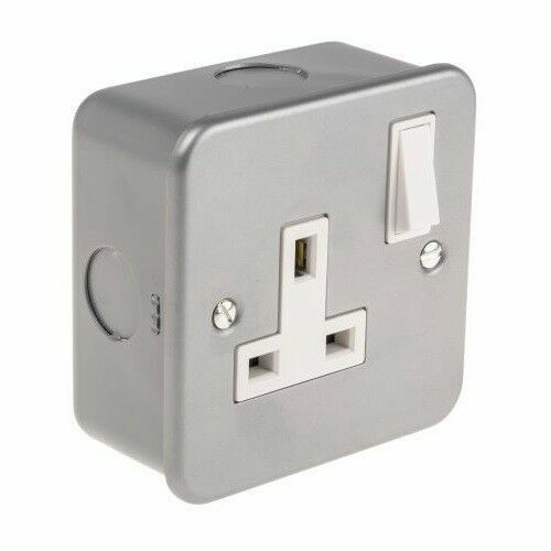 5 PACK OF 1 Gang Metal Clad Switched Electrical Socket's13 AMP ...