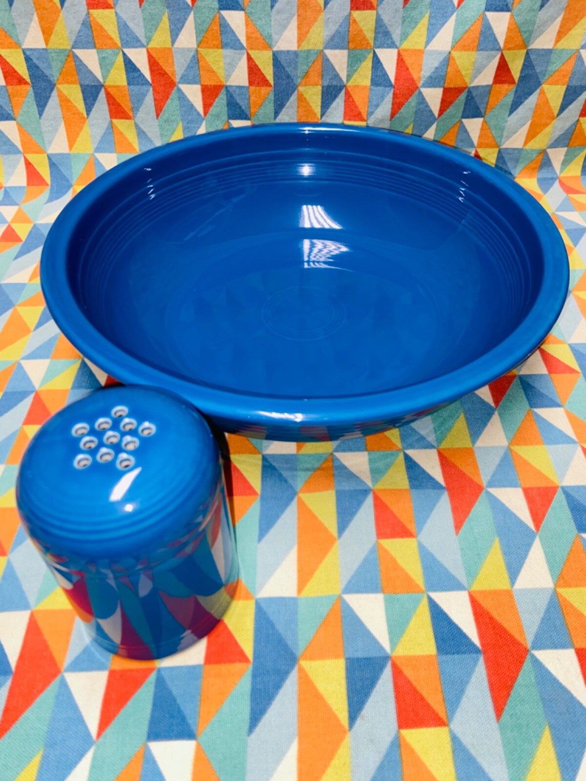 FIESTA NEW Lapis Blue SET large 12" Pasta serving BOWL Cheese shaker ...